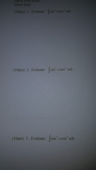 Solved Show your work! Good luck! (10pts) 1. Evaluate Vx In | Chegg.com Solved Show your work! Good luck! (10pts) 1. Evaluate Vx In | Chegg.com