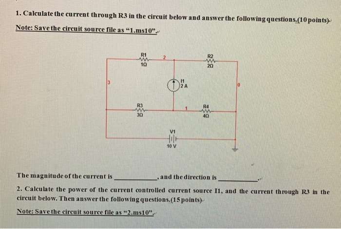 Solved 1 Calculate The Current Through R3 In The Circuit