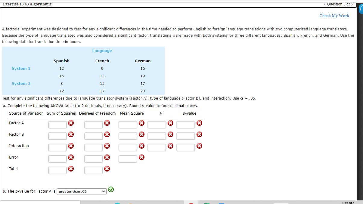 Solved Exercise 13.43 Algorithmic Question 5 of 5 Check My | Chegg.com