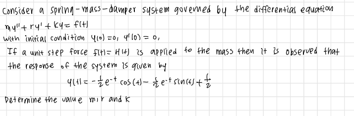 Solved consider a spring-mass-damper system gorerned by the | Chegg.com