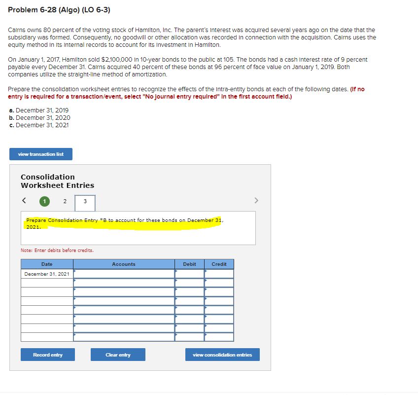 Calrns owns 80 percent of the voting stock of | Chegg.com