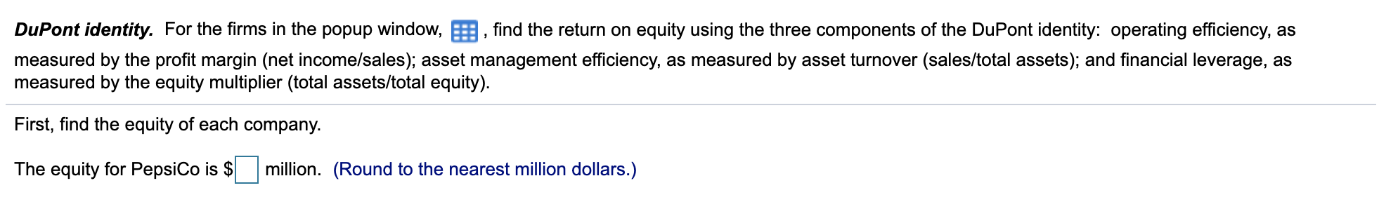 Solved DuPont identity. For the firms in the popup window, | Chegg.com