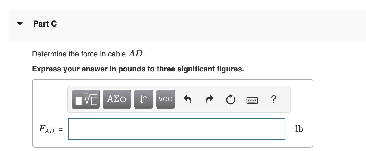 [Solved]: The three cables support the 5001b load as sho