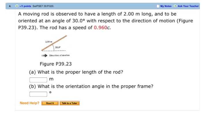 Solved A moving rod is observed to have a length of 2.00 m | Chegg.com