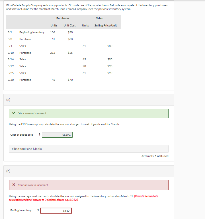 Solved Pina Colada Supply Company sells many products. Gizmo | Chegg.com
