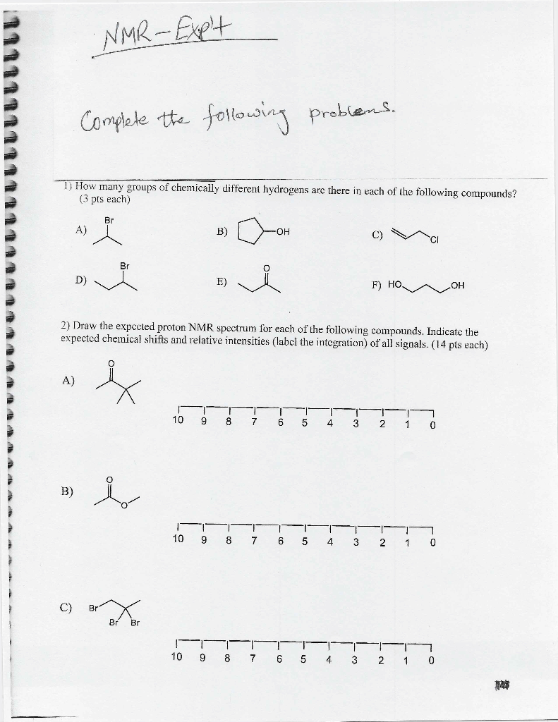 Solved NMR-Expt Complete the following problems. | Chegg.com