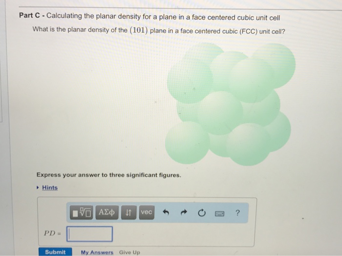 Solved Part A - Calculating the planar density of a simple | Chegg.com