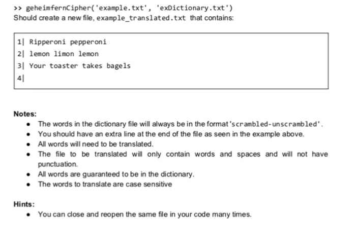 Solved Function Name: geheimfernCipher Inputs 1. (char) | Chegg.com