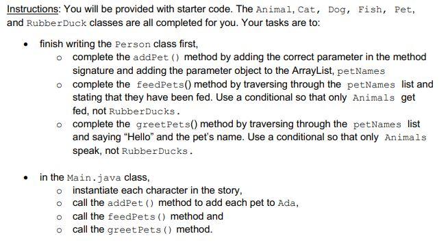Solved Instructions: You will be provided with starter code. | Chegg.com