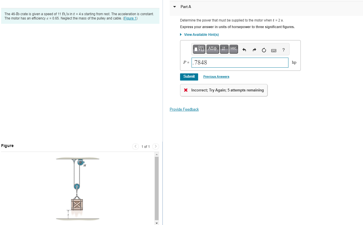 Solved The 46-lb crate is given a speed of 11ft/s in t=4 s | Chegg.com