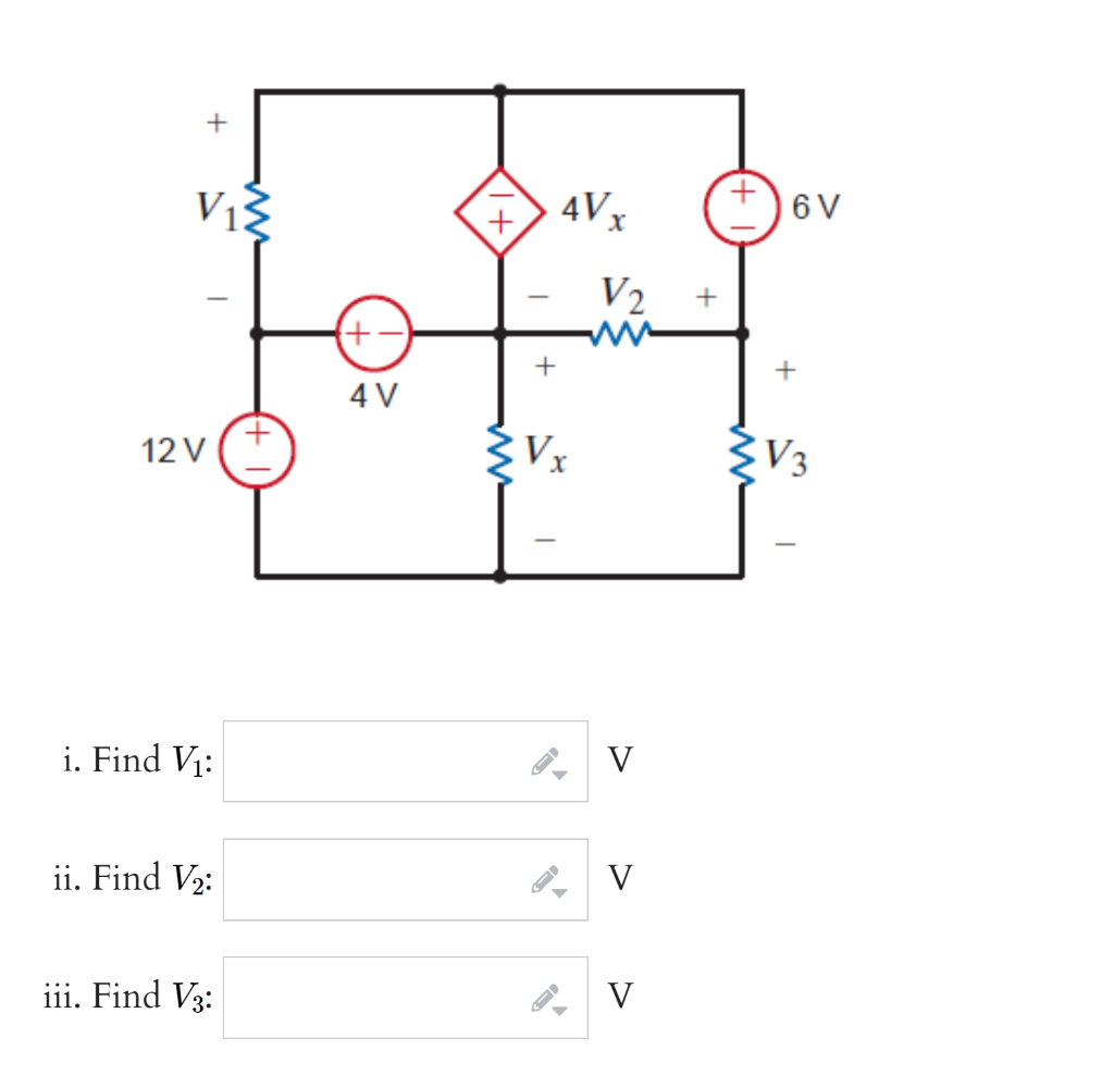 Solved i. Find V1 : ii. Find V2 : θ−V iii. Find V3 : Q V | Chegg.com