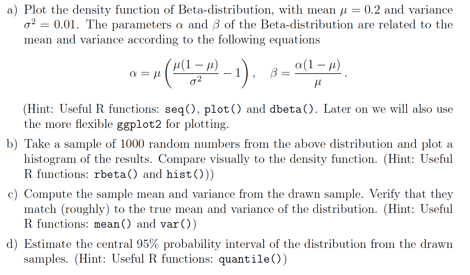 Solved a) Plot the density function of Beta-distribution, | Chegg.com