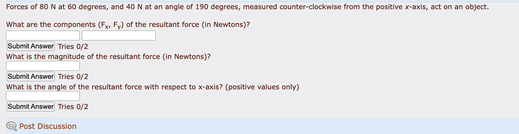 [solved] Forces Of 80n At 60 Degrees And 40n At An Angle