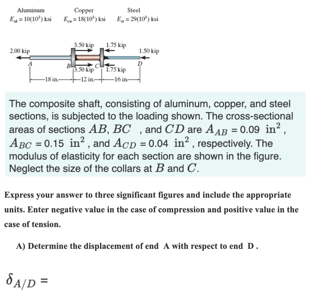 The composite shaft, consisting of aluminum, copper, | Chegg.com