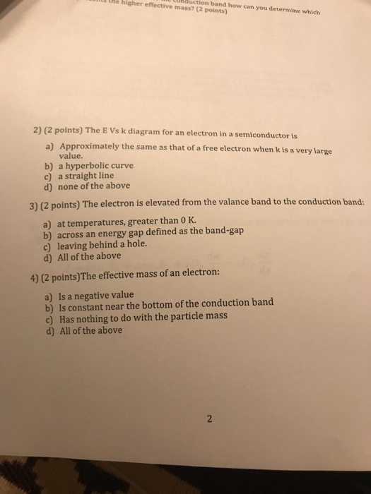 Solved The E Vs k diagram for an electron in a semiconductor | Chegg.com