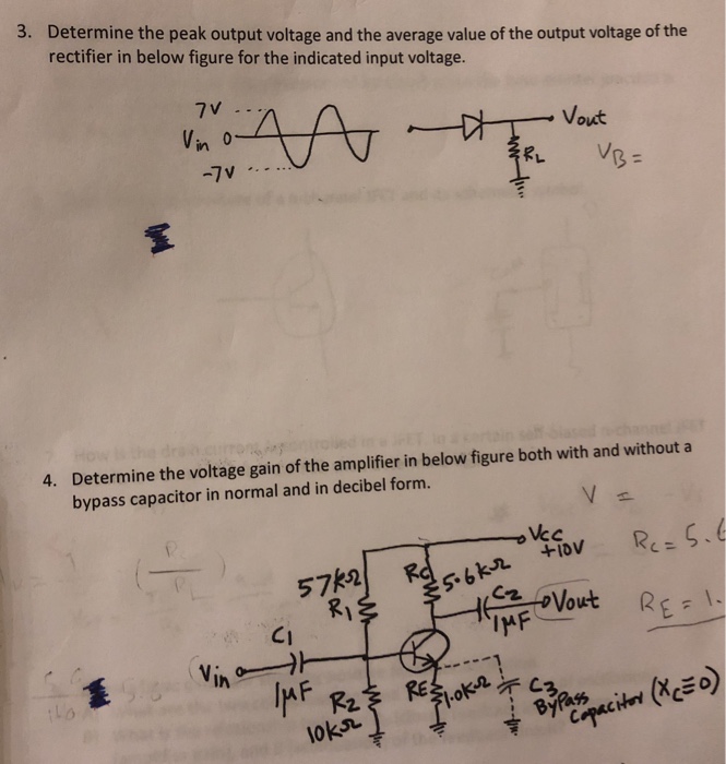 Solved 3. Determine the peak output voltage and the average | Chegg.com