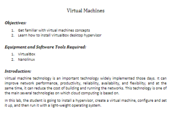 Solved Virtual Machines Objectives: 1. Get familiar with | Chegg.com