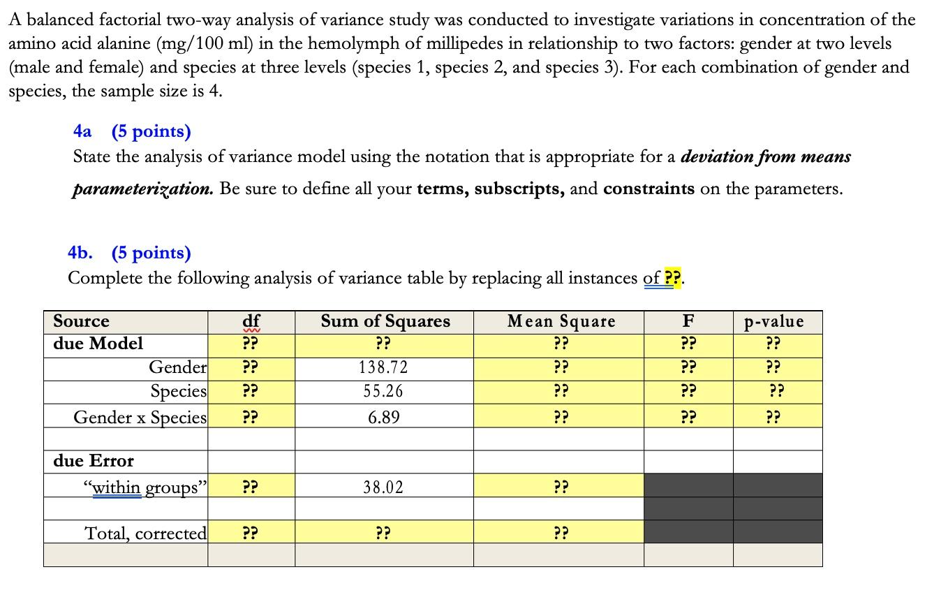 Solved A balanced factorial two-way analysis of variance | Chegg.com