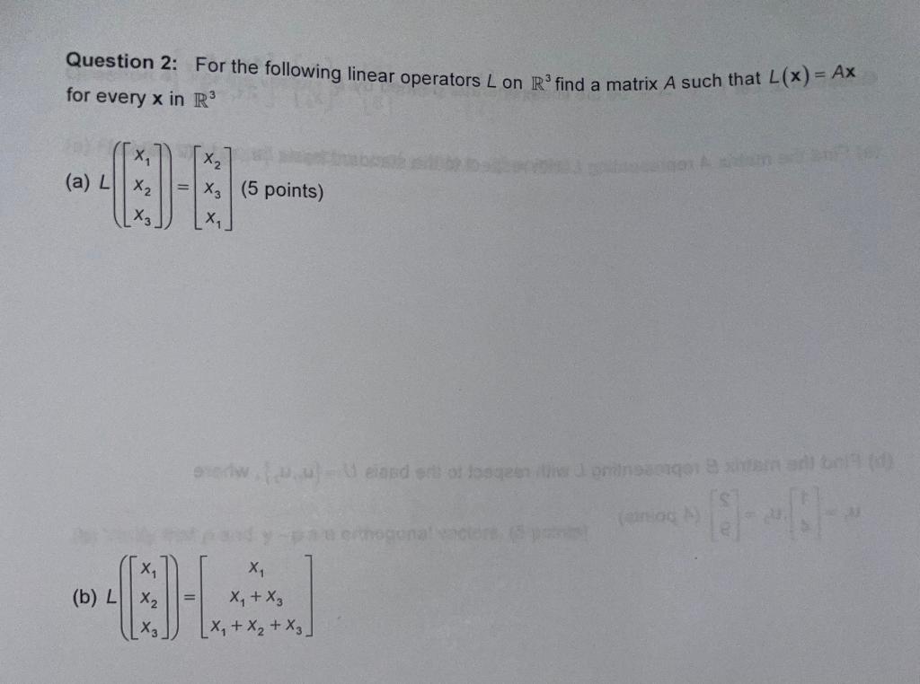 Solved Question 2: For the following linear operators L on | Chegg.com