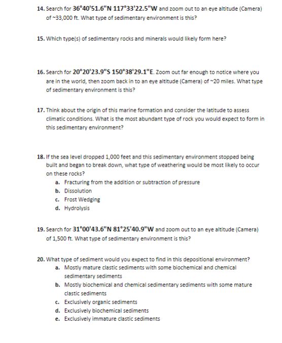 Solved Activity C: Identifying Depositional Environments Use | Chegg.com