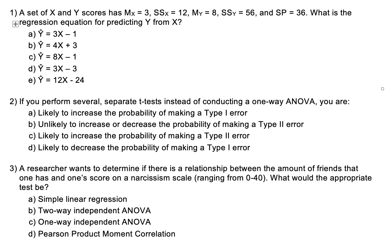 1. A set of X and Y scores has MX = 3, SSX = 12, MY = | Chegg.com