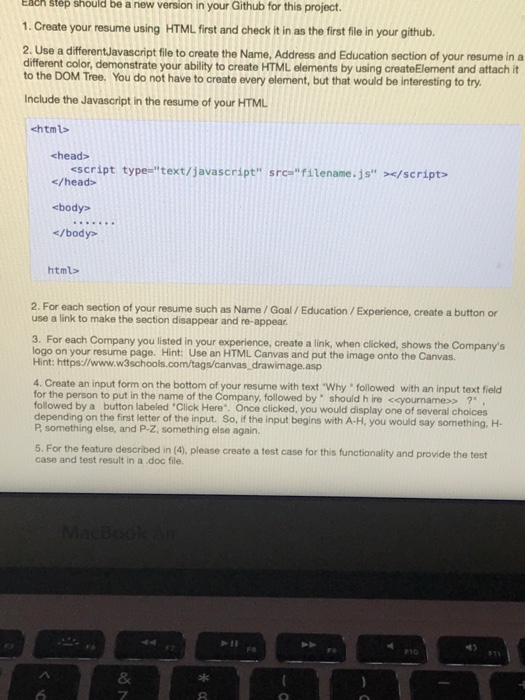 Solved Each step should be version in your Github for this | Chegg.com