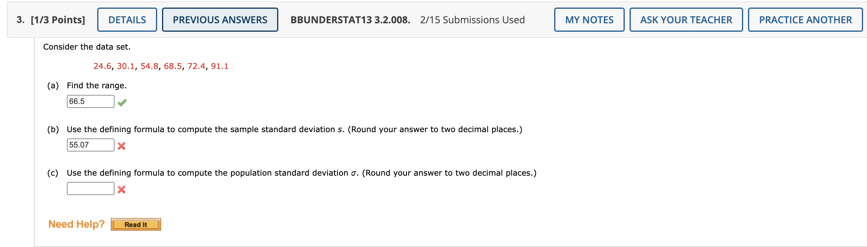 Solved (b) Use the defining formula to compute the sample | Chegg.com