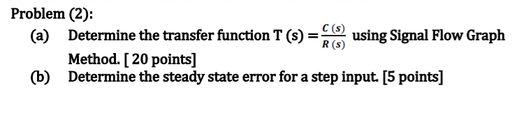 Solved Problem (2): CS) (a) Determine the transfer function | Chegg.com