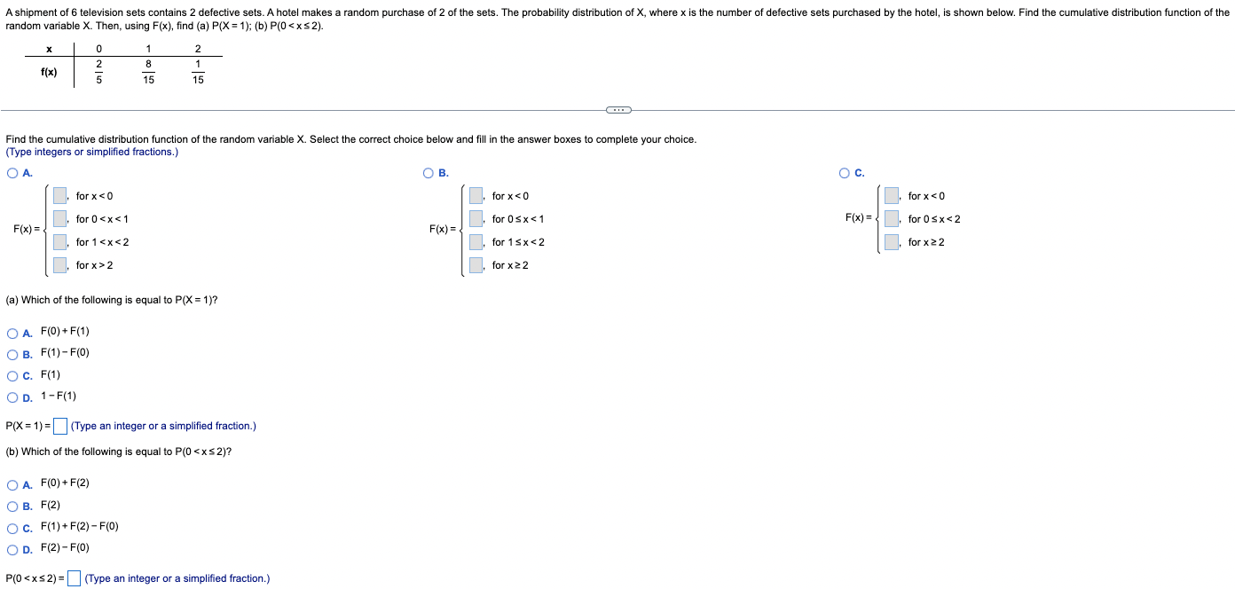 Solved random variable x. ﻿Then, using F(x), ﻿find | Chegg.com