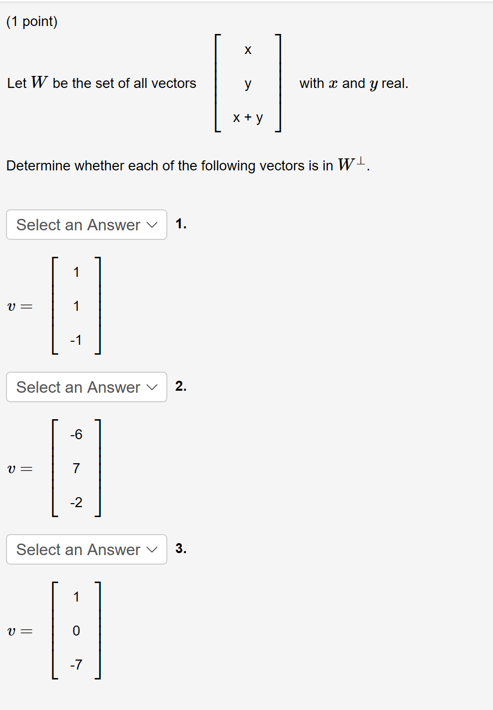 Solved (1 point) Decide if the two subspaces U = span(U) and | Chegg.com