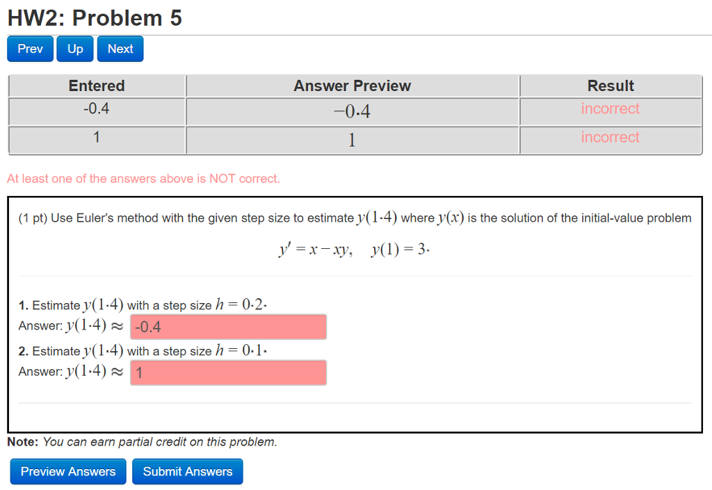 Solved Use Euler's method with the given step size to | Chegg.com