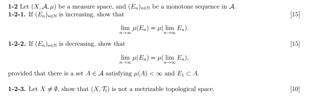 1-2 Let (X,A,μ) be a measure space, and (En)n∈N be a | Chegg.com
