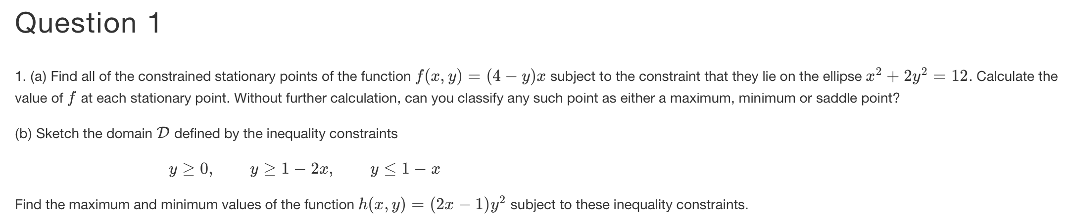 Solved Question 1 12 Calculate The 1 A Find All Of The 