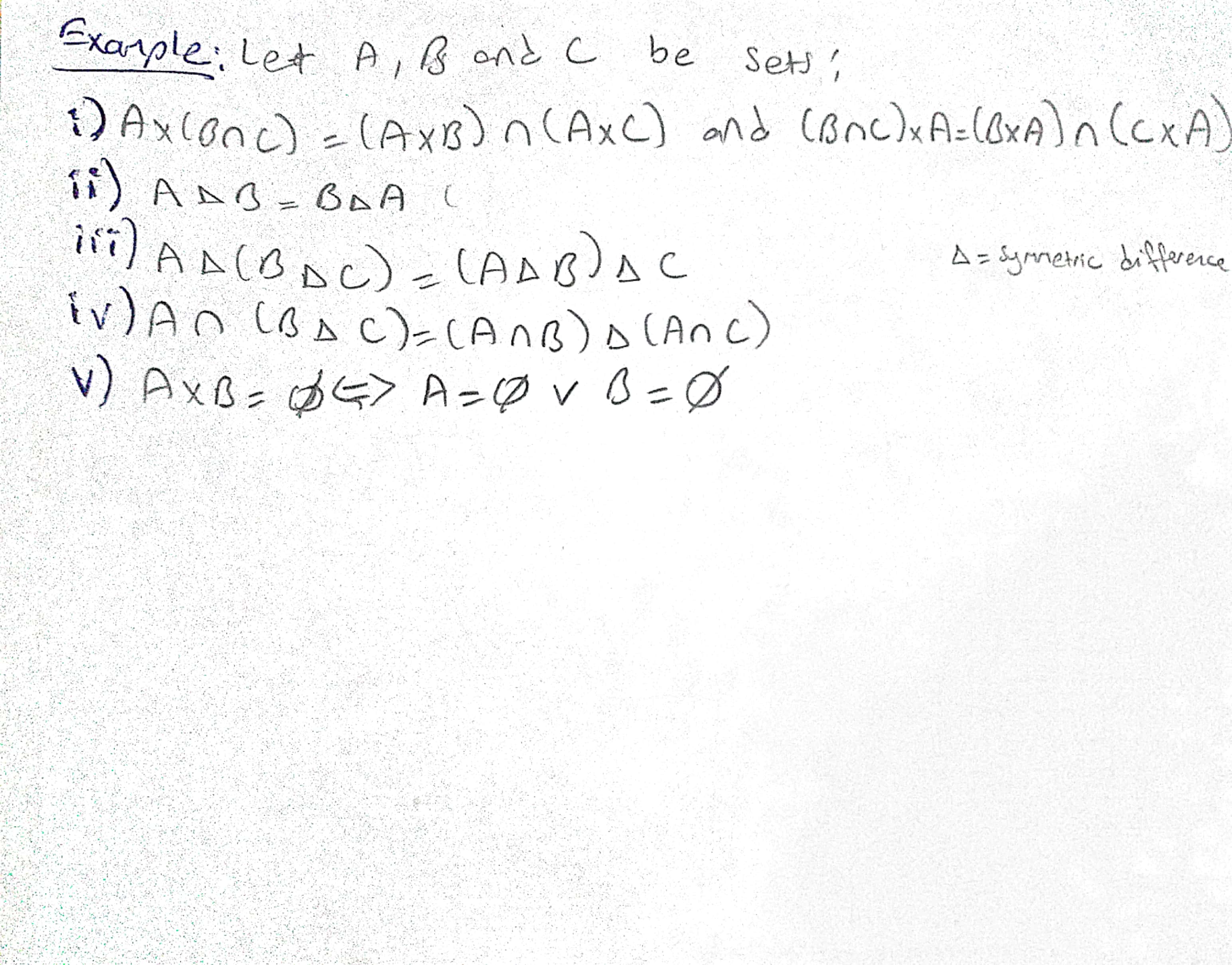 Solved be Sets Example: Let A, B and :) Axconc) - (AXB) n | Chegg.com