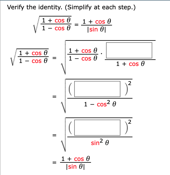 Solved Verify the identity. (Simplify at each step.) 1+cos θ | Chegg.com