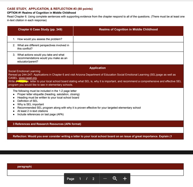 CASE STUDY, APPLICATION, \& REFLECTION \#3 (80 | Chegg.com