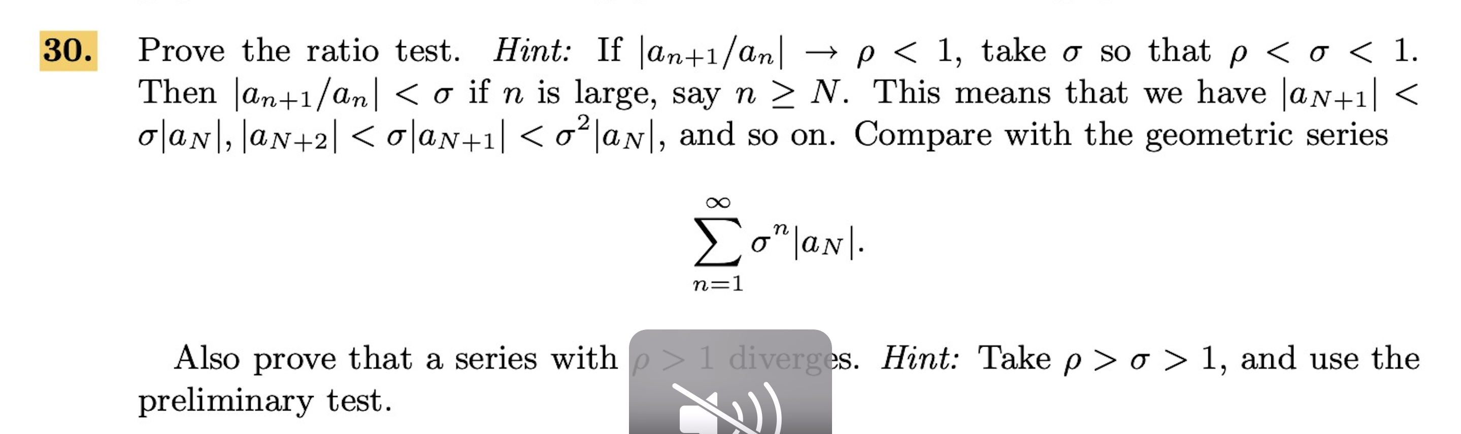 Solved Prove the ratio test. Hint: If ∣an+1/an∣→ρ