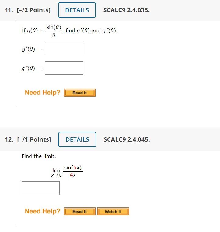 Solved 1. (-/1 Points] DETAILS SCALC9 2.4.00 Differentiate. | Chegg.com