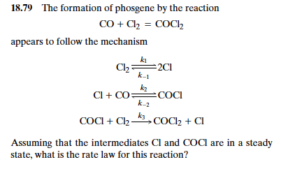 Solved 18.79 The formation of phosgene by the reaction CO + | Chegg.com