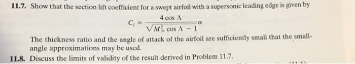 Solved 11.7. Show that the section lift coefficient for a | Chegg.com