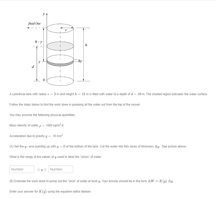 Solved A cylindrical tank with radius r=2 m and height h=12 | Chegg.com