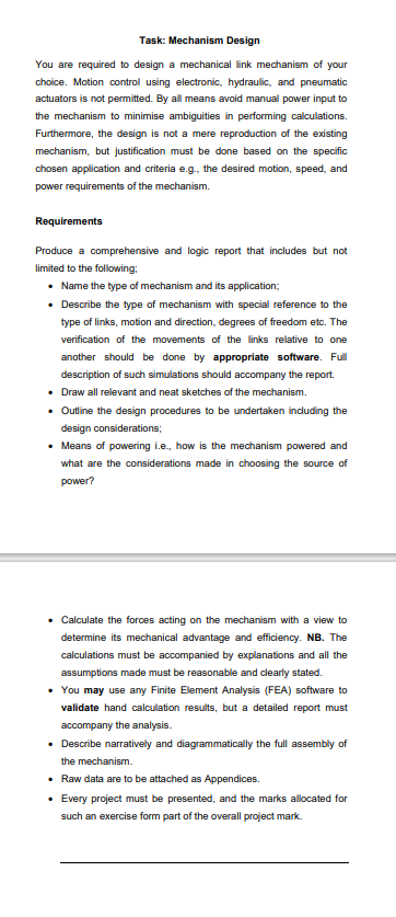 . Design of mechanical link The requirements are | Chegg.com