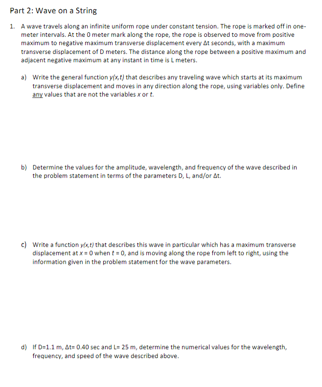 Solved Part 2: Wave on a String 1. A wave travels along an | Chegg.com