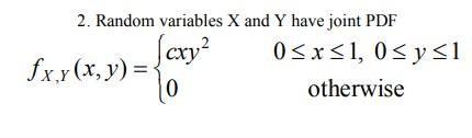 Solved 2. Random variables X and Y have joint PDF | Chegg.com
