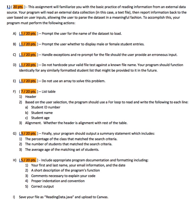 Solved L (20 pts.)- This assignment will familiarize you | Chegg.com