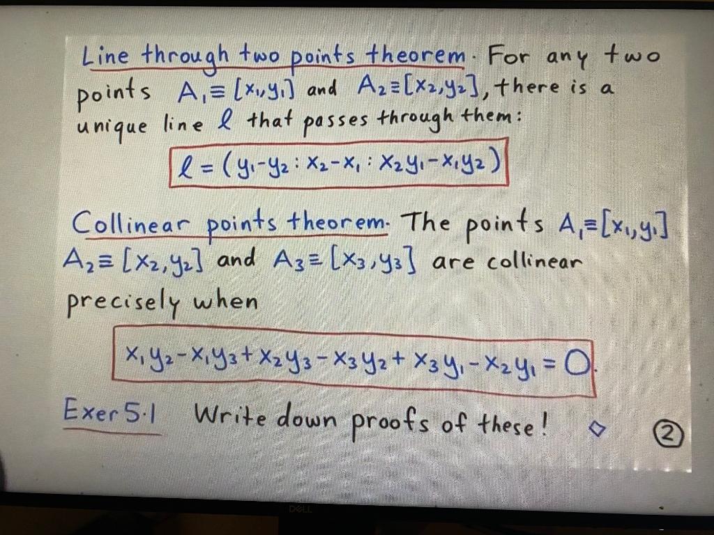 Solved Line through two points theorem. For any two . points | Chegg.com