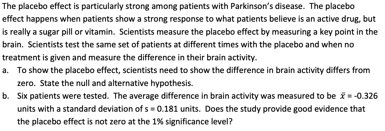 Solved The placebo effect is particularly strong among | Chegg.com