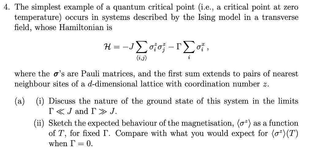 4. The simplest example of a quantum critical point | Chegg.com