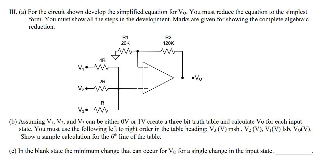 Solved III. (a) For the circuit shown develop the simplified | Chegg.com
