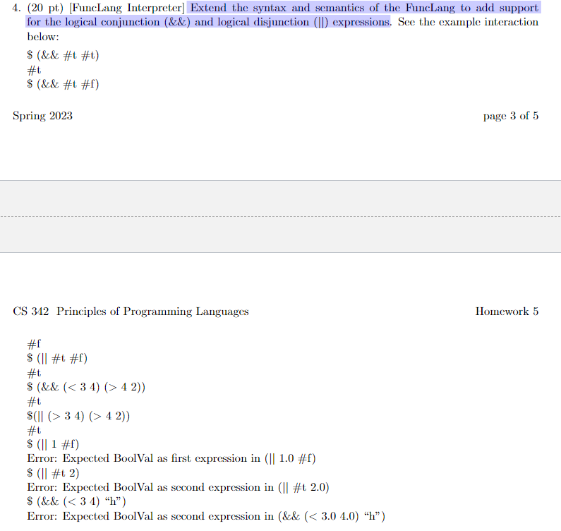 Solved 4. (20 pt) [FuncLang Interpreter] Extend the syntax | Chegg.com